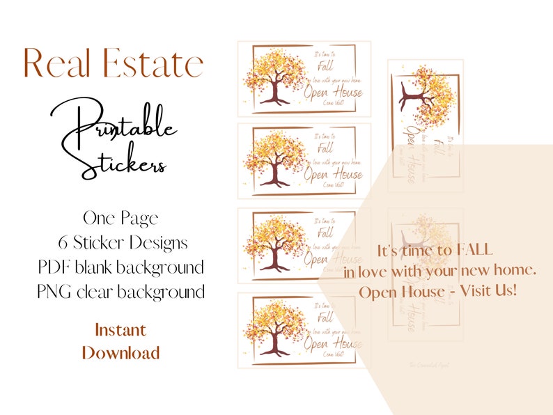 Real Estate Printable OPEN HOUSE Sticker Digital | It's Time to Fall in ...