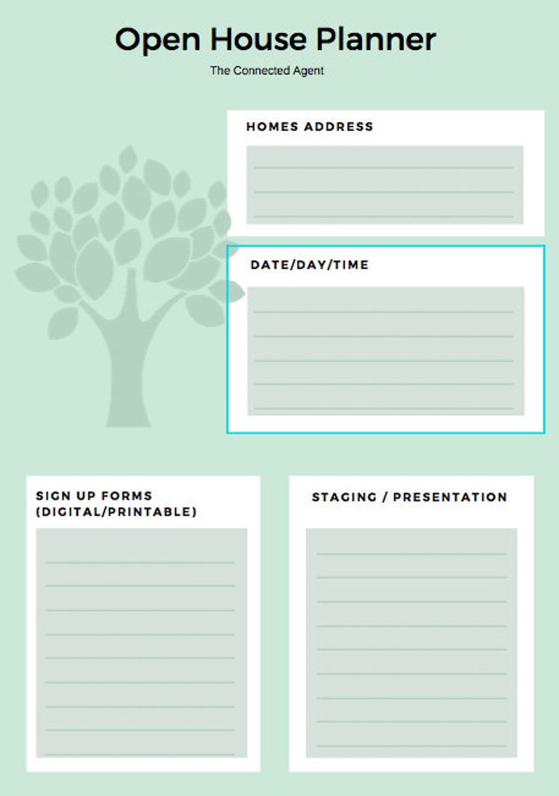 Real Estate Open House Planner Printable and Fillable Plus | Etsy
