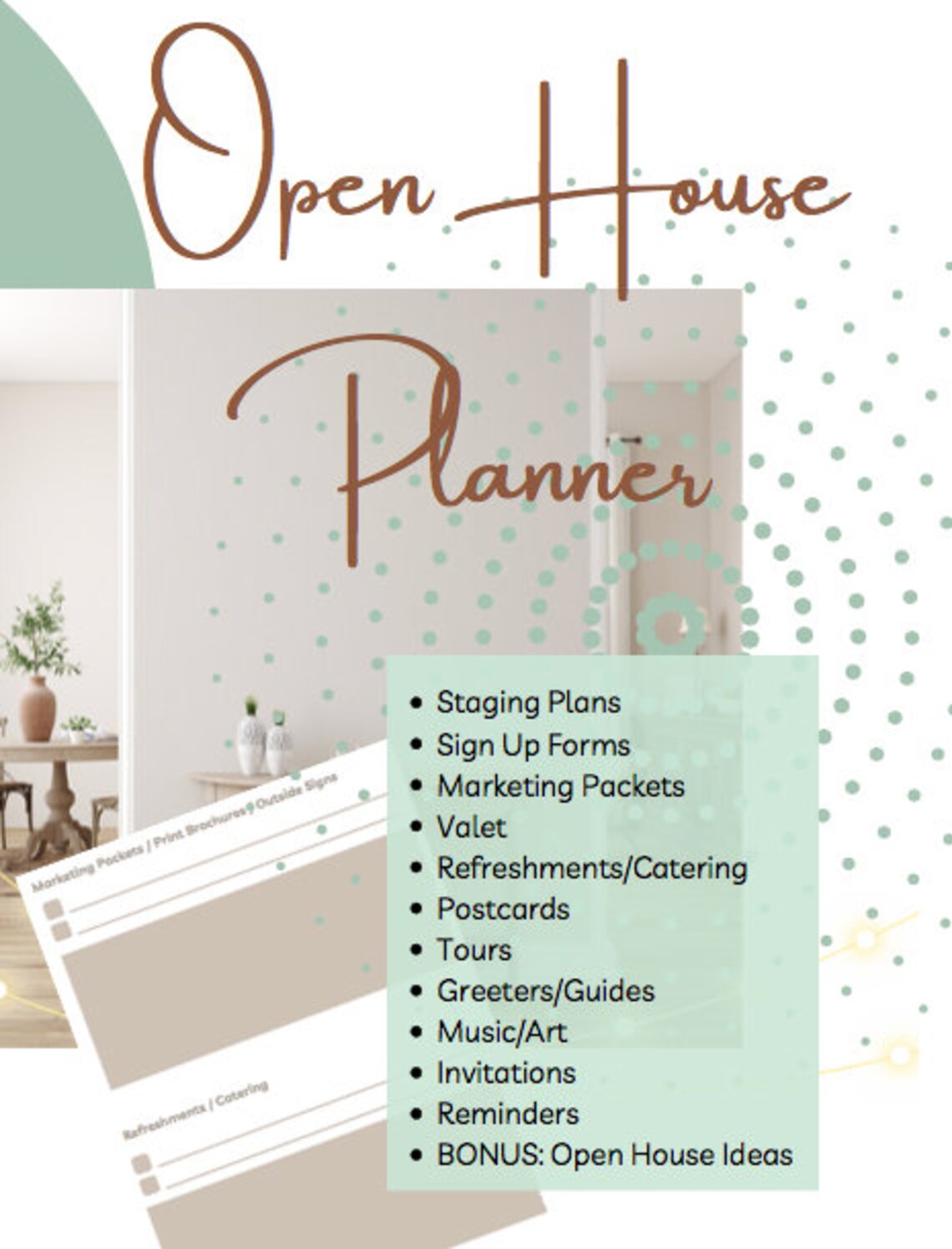 Real Estate Open House Planner Printable and Fillable Plus Bonus ...