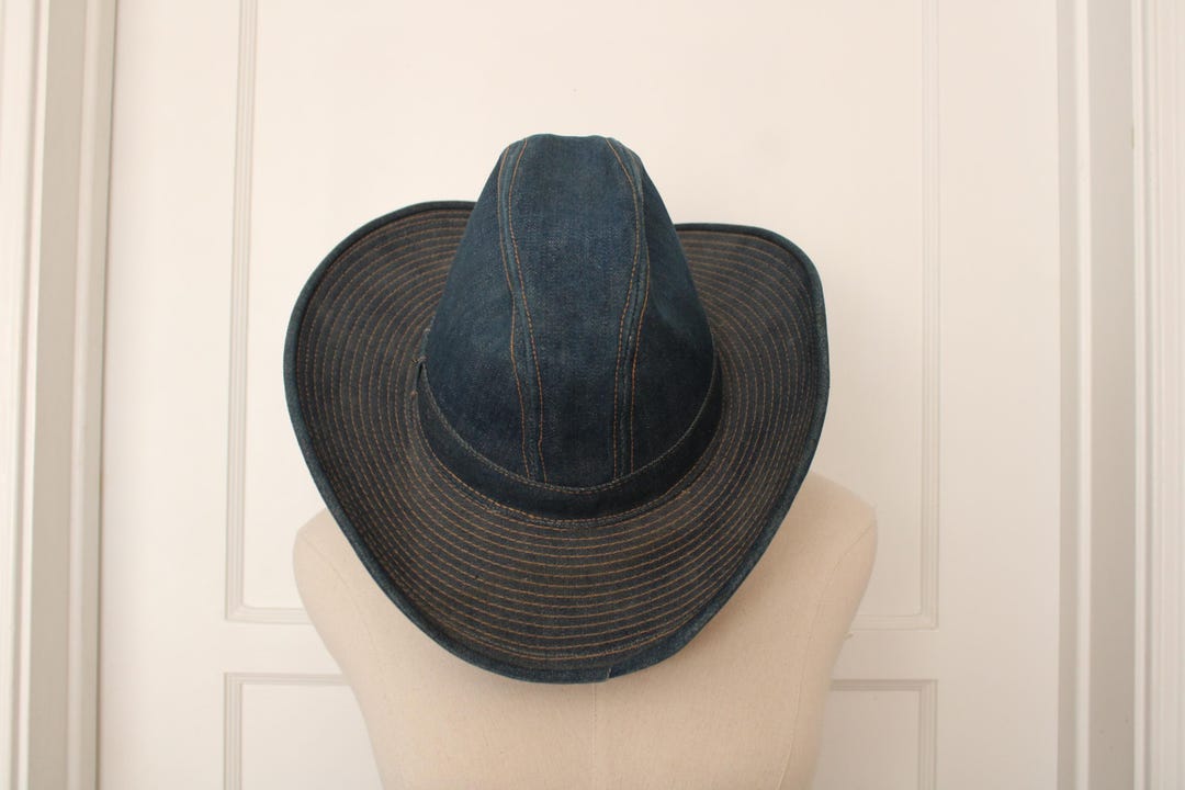 Vintage Denim Western Hat Size 7 1/8 - Etsy