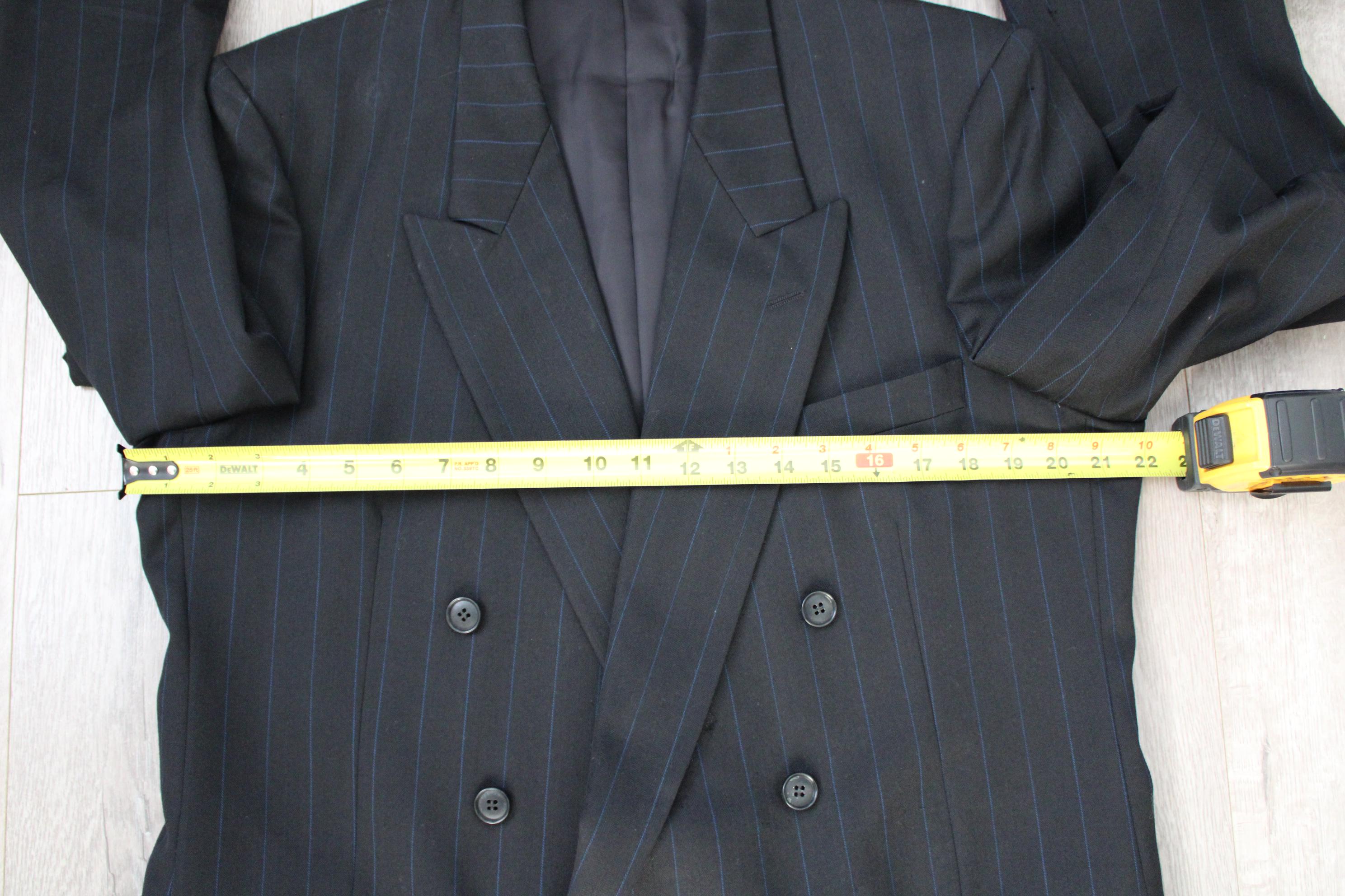 Vintage Double Breast Men's Suit Black With Blue Stripes Estimated Era ...