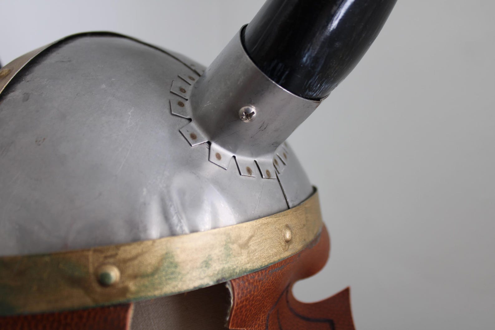 Vintage Viking Helmet With Leather Side Attachments and Side Leather ...