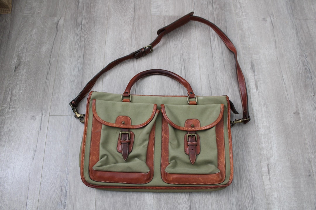Green Messenger Bag by LEVENGER - Made in England - Two Front Pocket - Etsy
