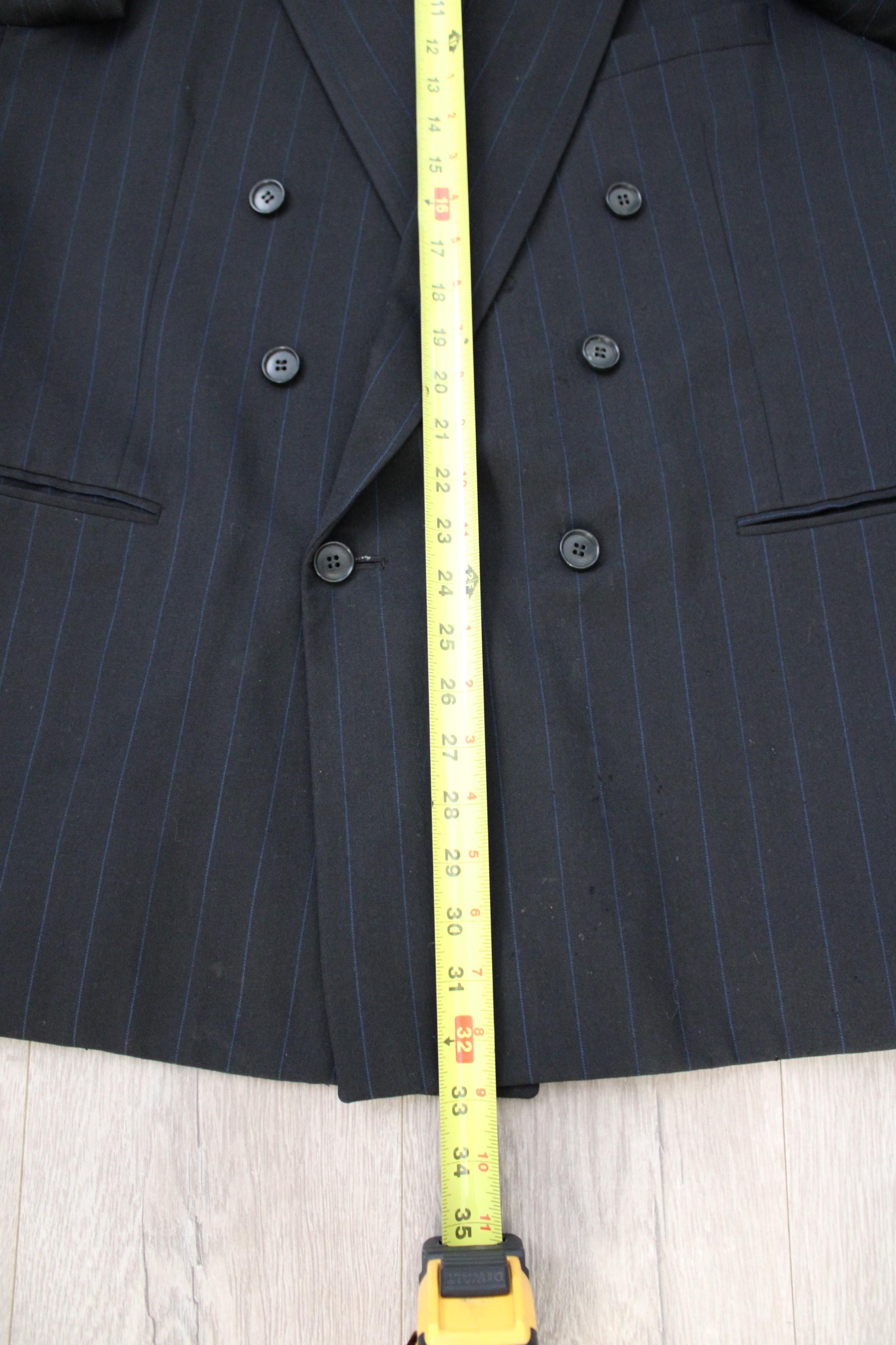 Vintage Double Breast Men's Suit Black With Blue Stripes Estimated Era ...