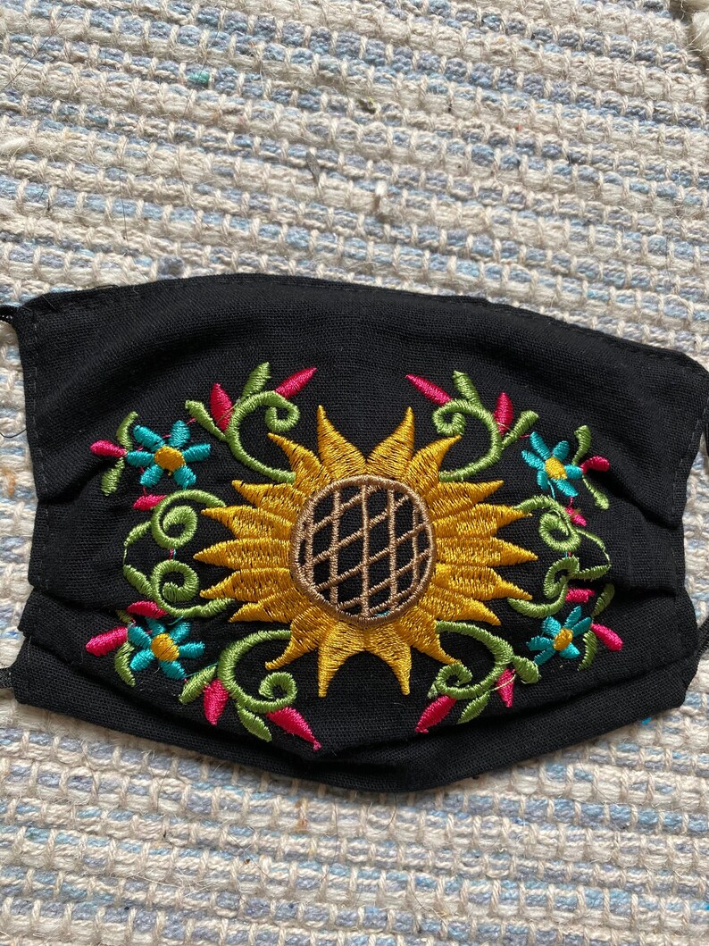 Embroidered Face Mask Mexican Face Mask Floral Face Mask 100 % Cotton ...