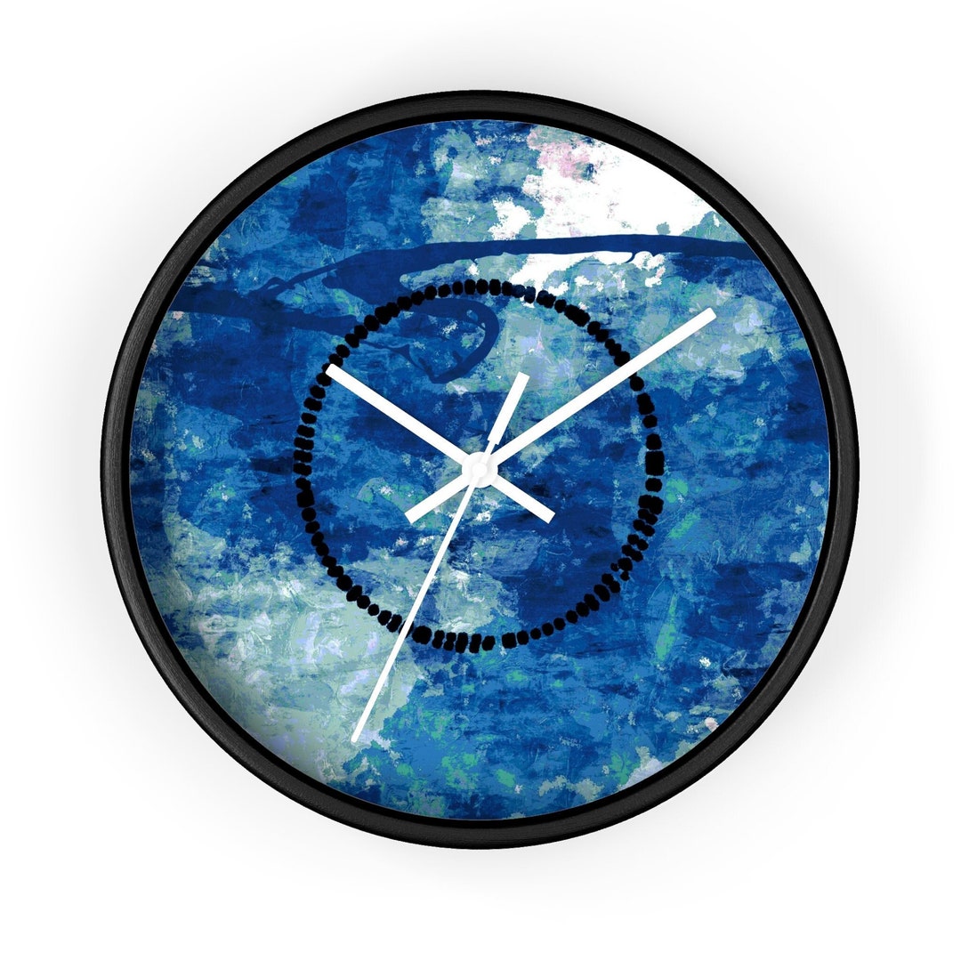 Blue, Black Clock 10 Wooden Frame Wall Clock Small Space Clock Desk ...