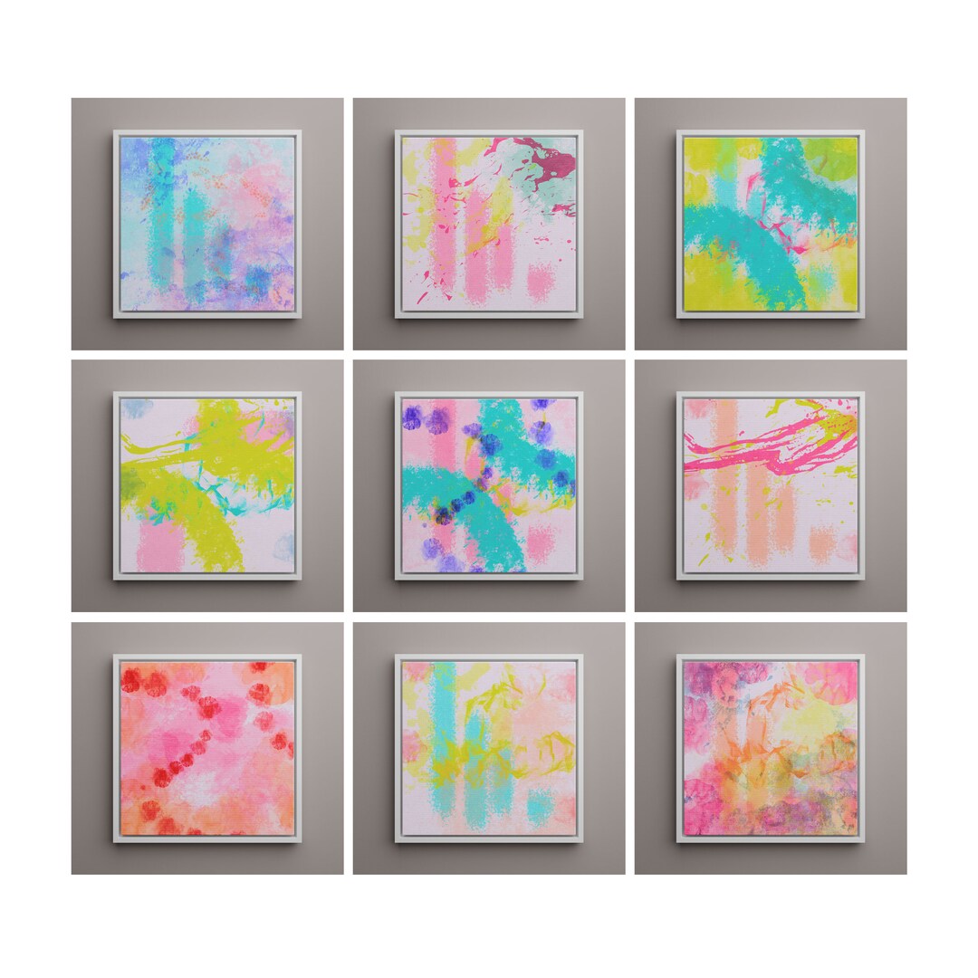 Bright Colorful Abstract Art on Gallery Wrapped Canvas | Vibrant ...