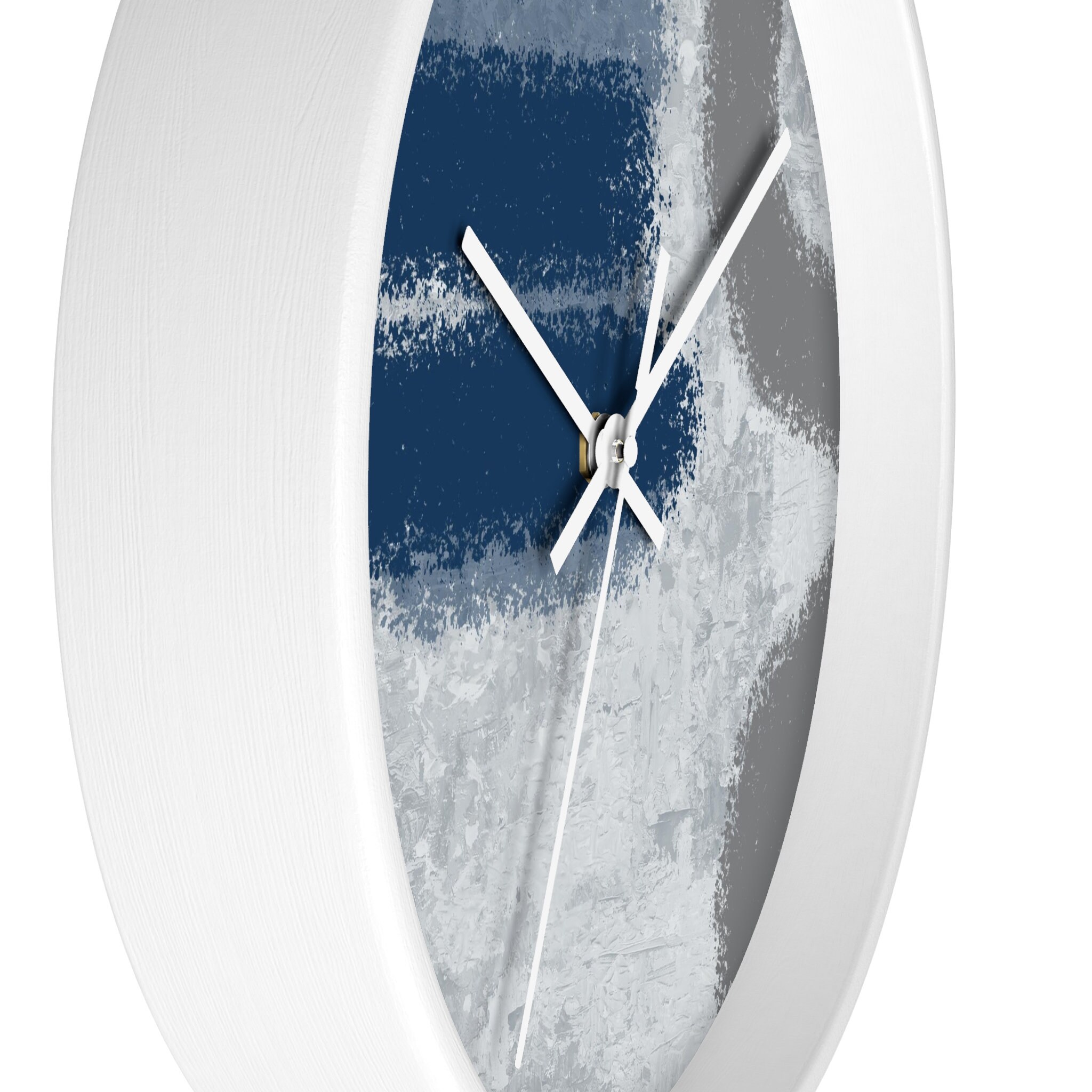 Navy Blue & Gray Clock 10 Wooden Frame Wall Clock Small Space Clock ...