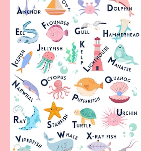 PERSONALISED DIGITAL PRINT Sea Alphabet Print, Ocean Nursery Print ...