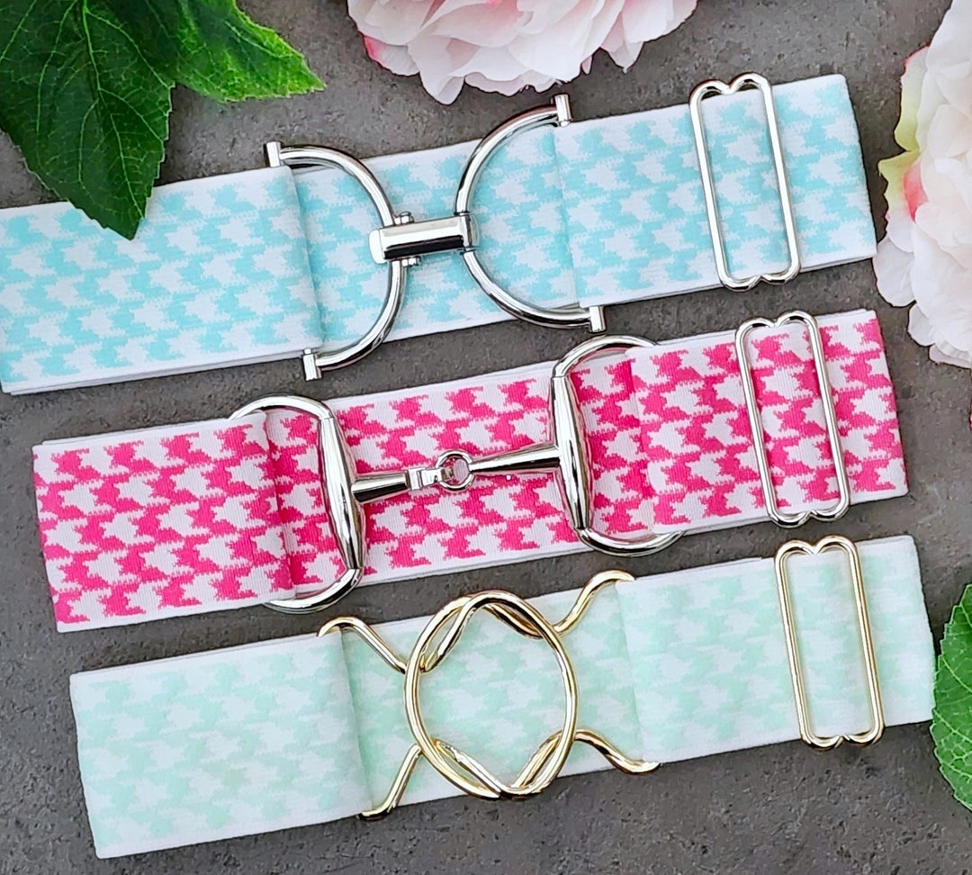 2 Inch Elastic Blue, Pink, and Mint Belts - Etsy