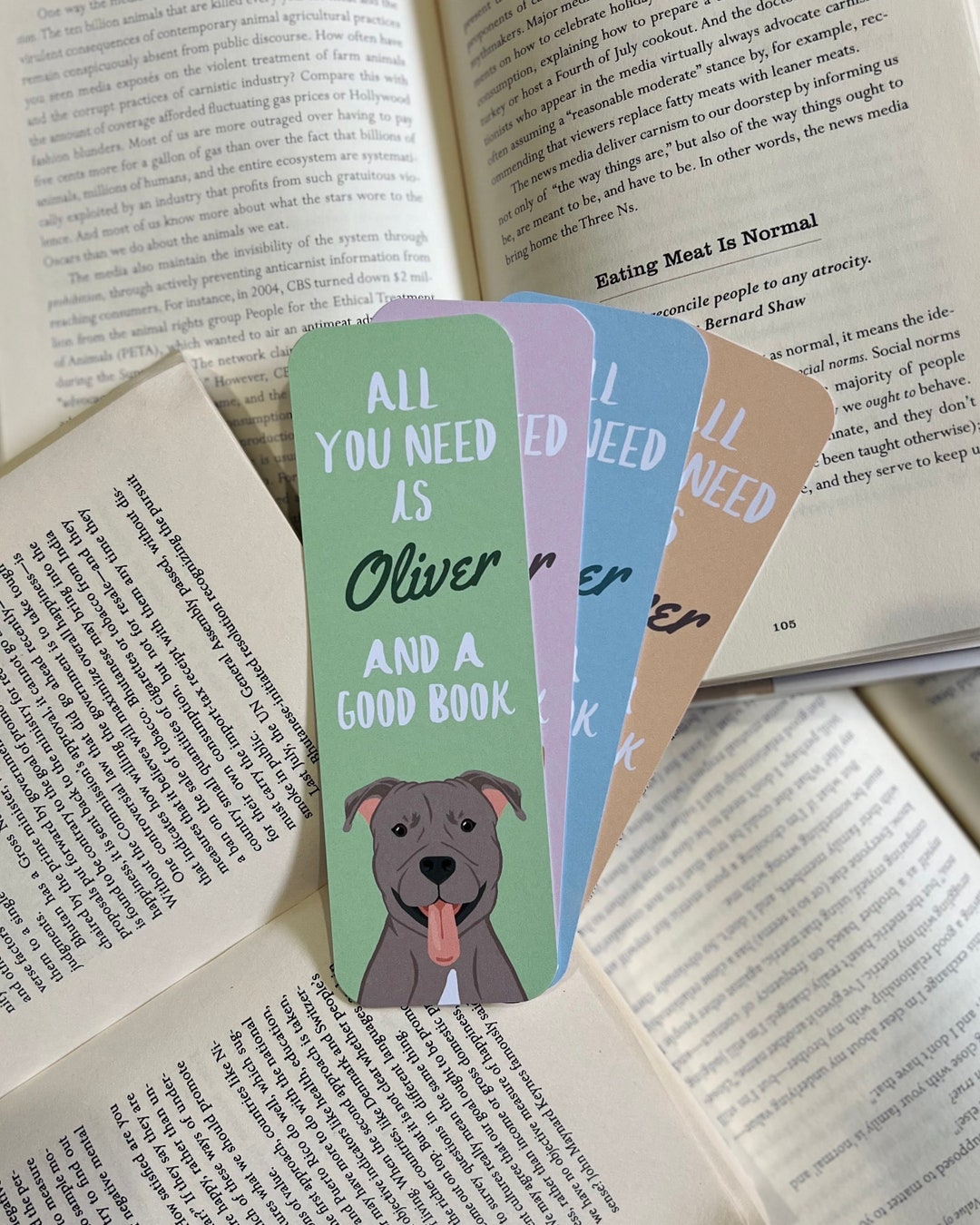 Custom Pitbull Bookmark | Custom Pet Bookmark | Pet Bookmark | Dog ...