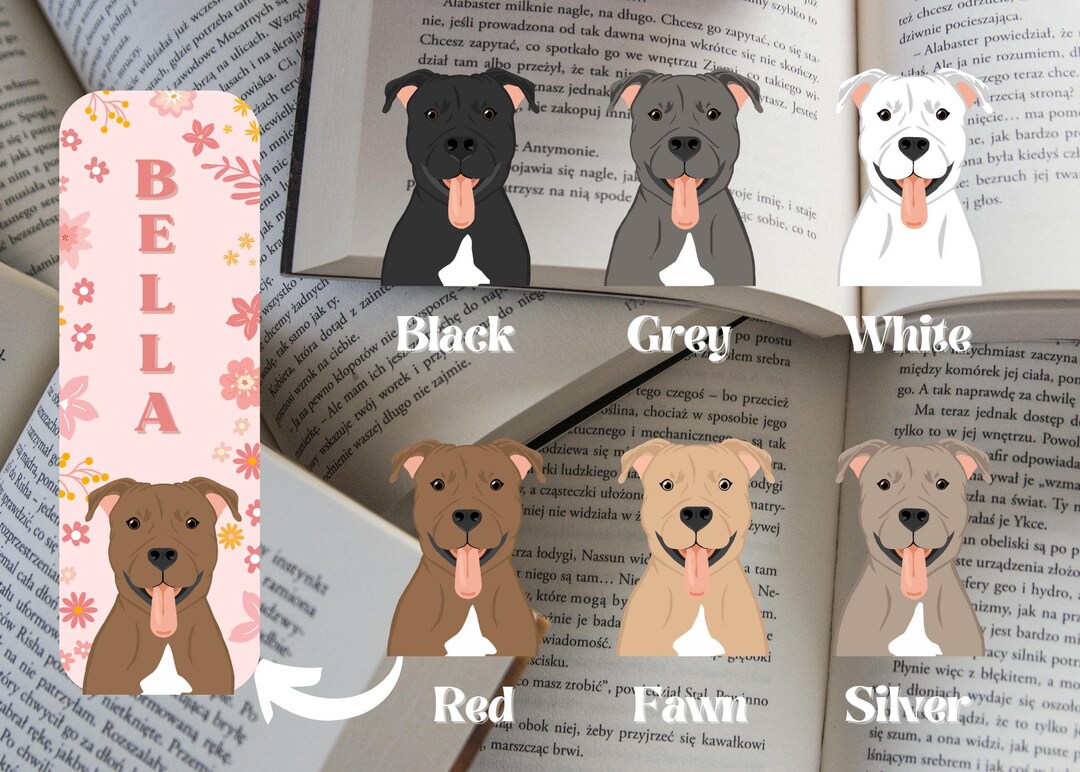 Custom Pitbull Bookmark | Custom Pet Bookmark | Pet Bookmark | Dog ...