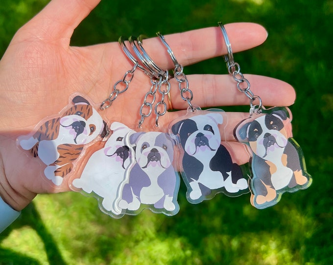 Needle Felted English Bulldog Custom Dog Portrait Dog Keychain English ...