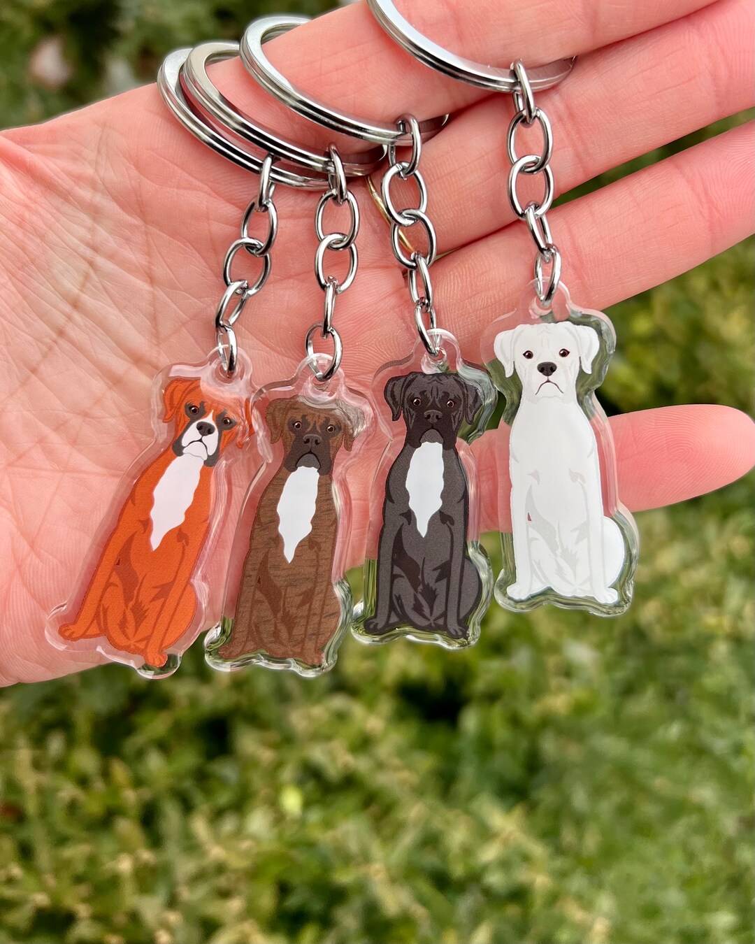 Boxer Acrylic Dog Breed Keychain - Etsy
