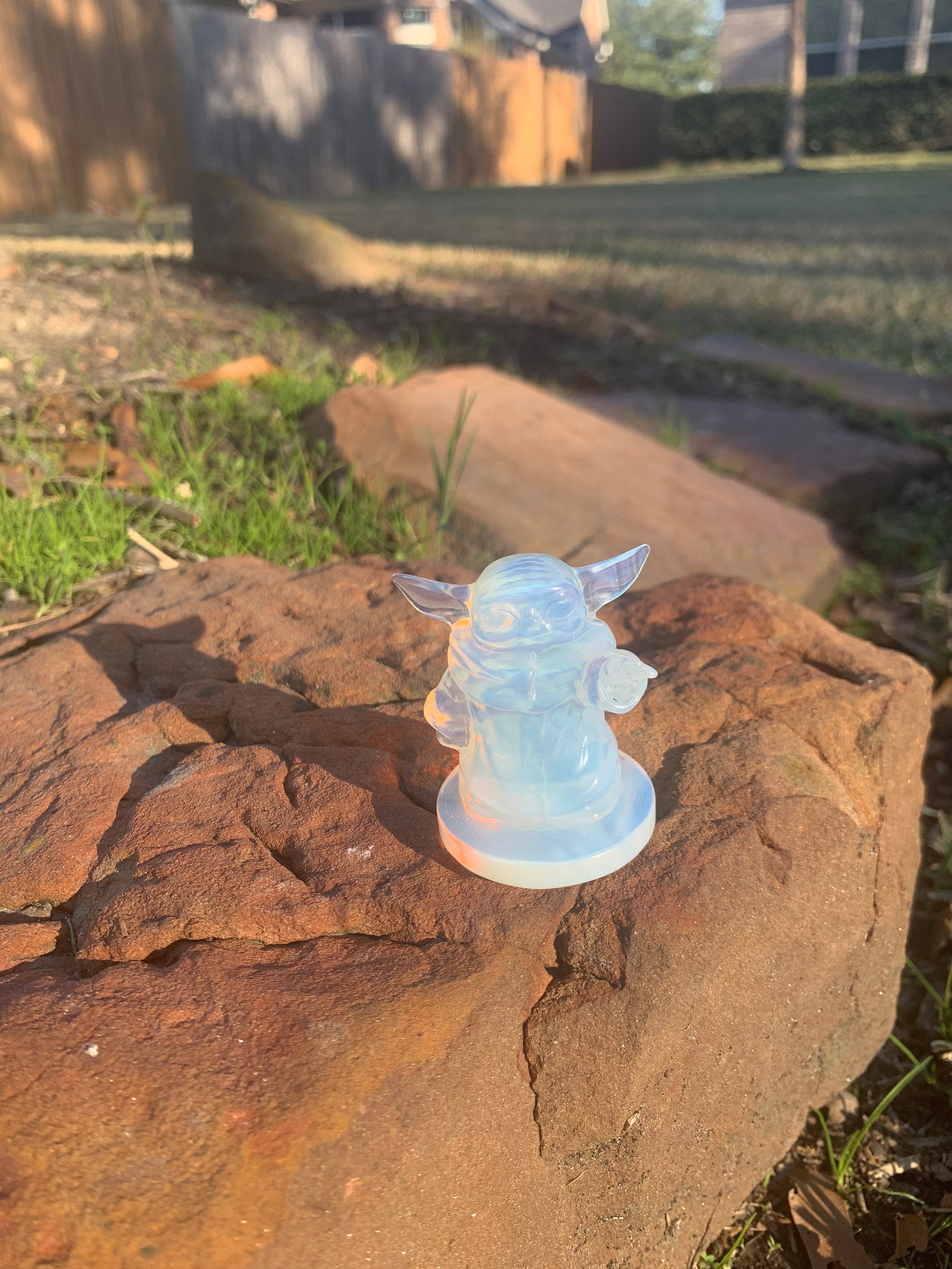 Baby Yoda Opalite Crystal Carving Standing Freeform Stone Star Wars ...