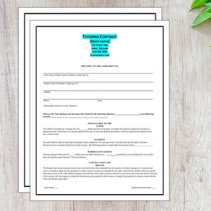 Tutoring Contract - Etsy