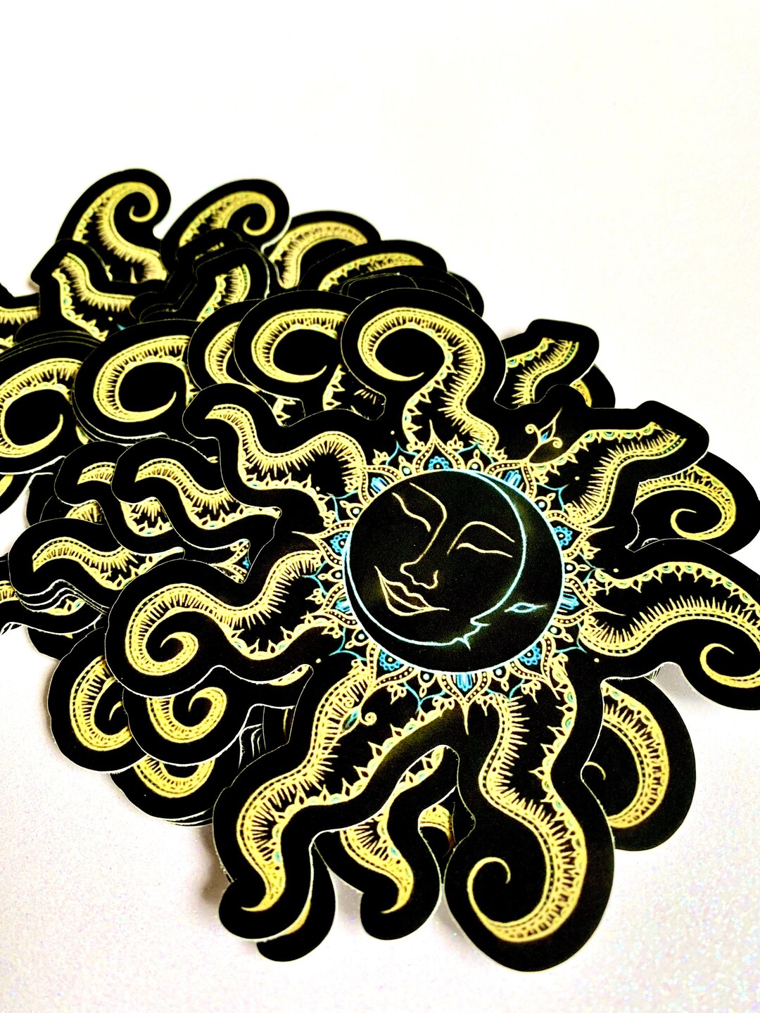Sun and Moon Sticker, Mandala Sun Sticker, Hand-painted Art Sticker ...