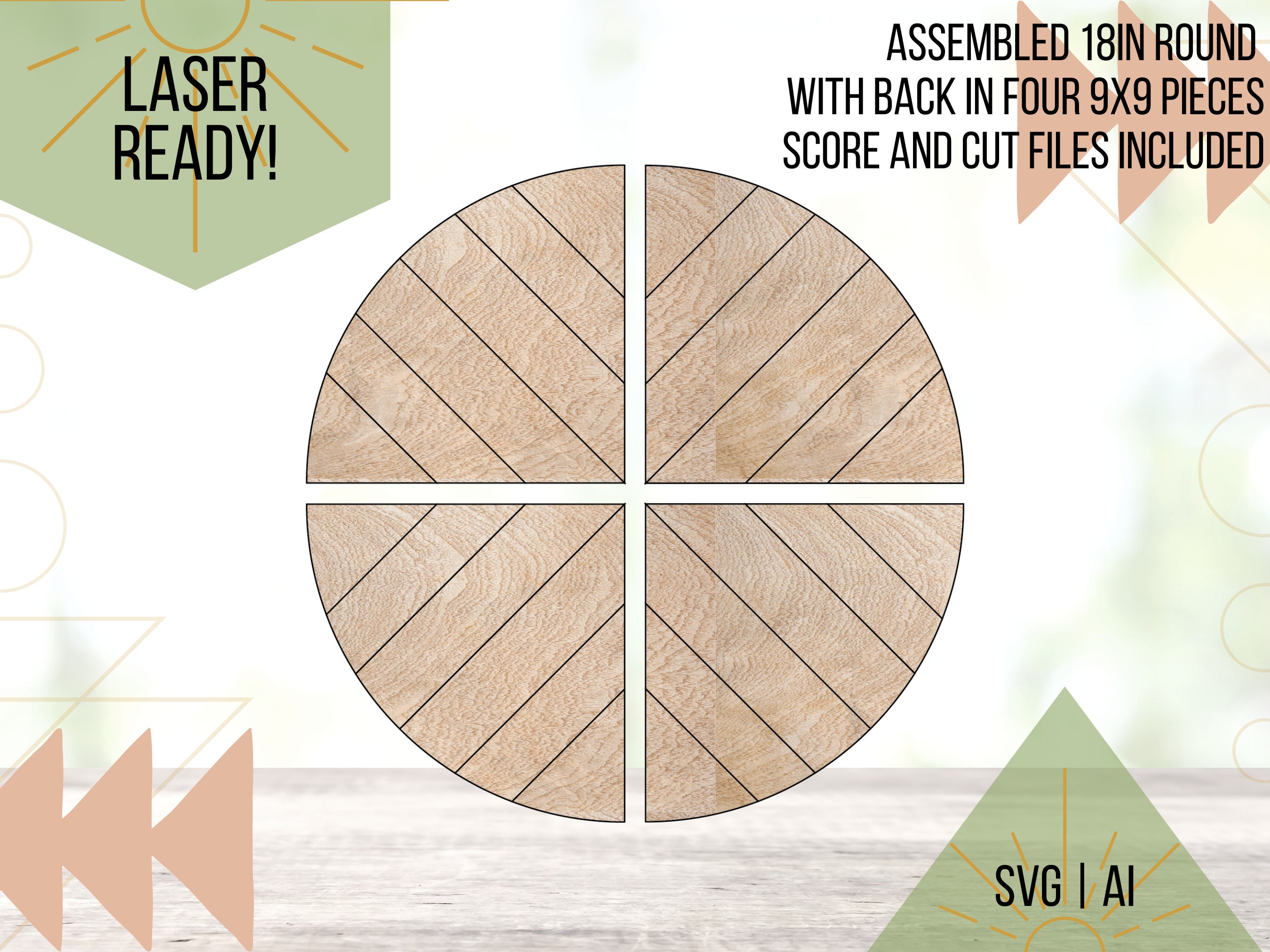 18in Round Wall Art Laser Svg Boho Svg Wall Art Svg Glowforge Cut File ...