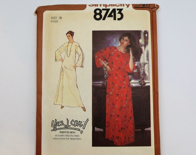Simplicity Vintage Dress Sewing Pattern 8743 Caftan Sewing Pattern ...