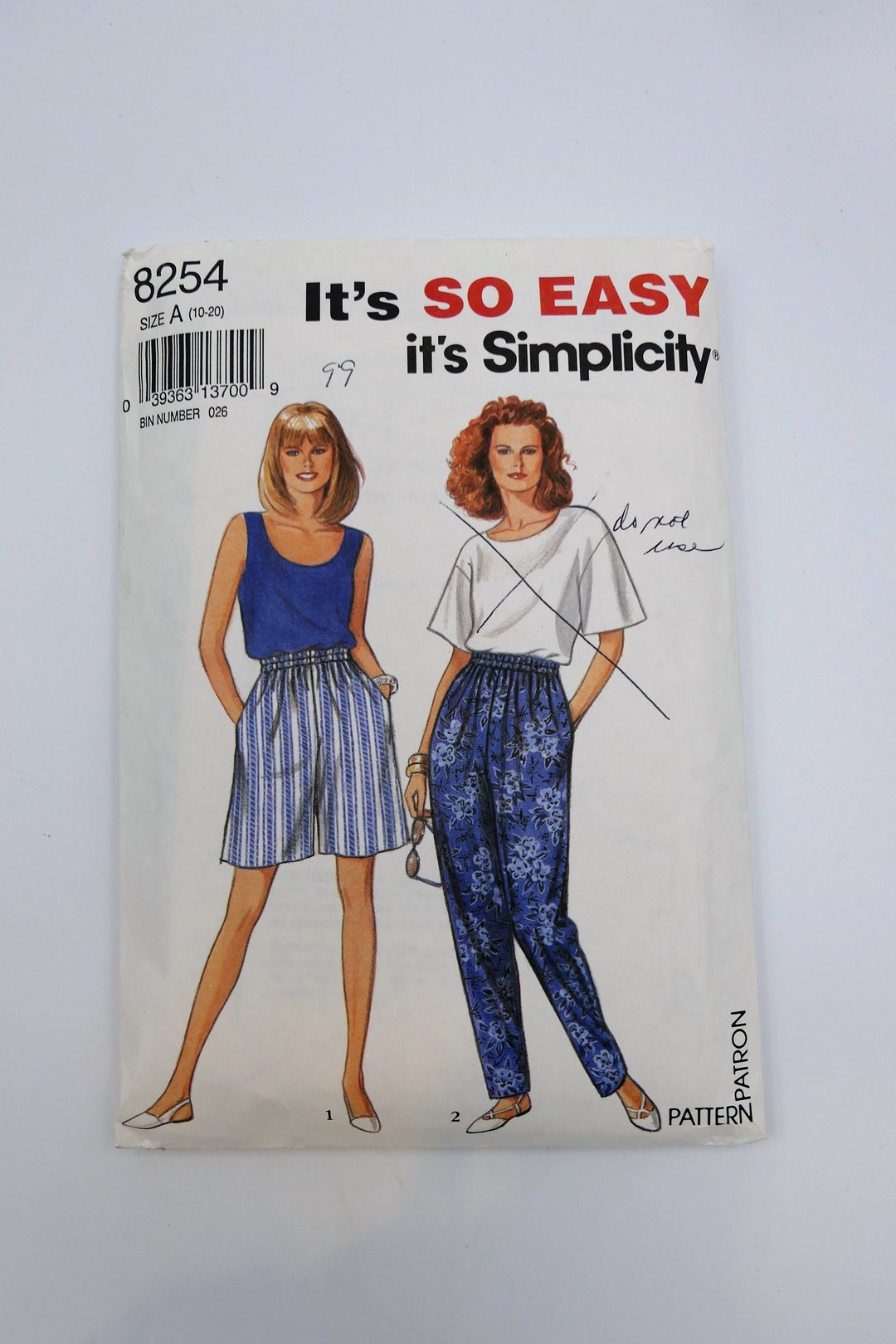 Simplicity Sewing Pattern 8254 Misses Pants, Shorts, Top , Tank Top Cut ...