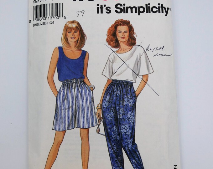 Simplicity Sewing Pattern 8254 Misses Pants, Shorts, Top , Tank Top Cut ...