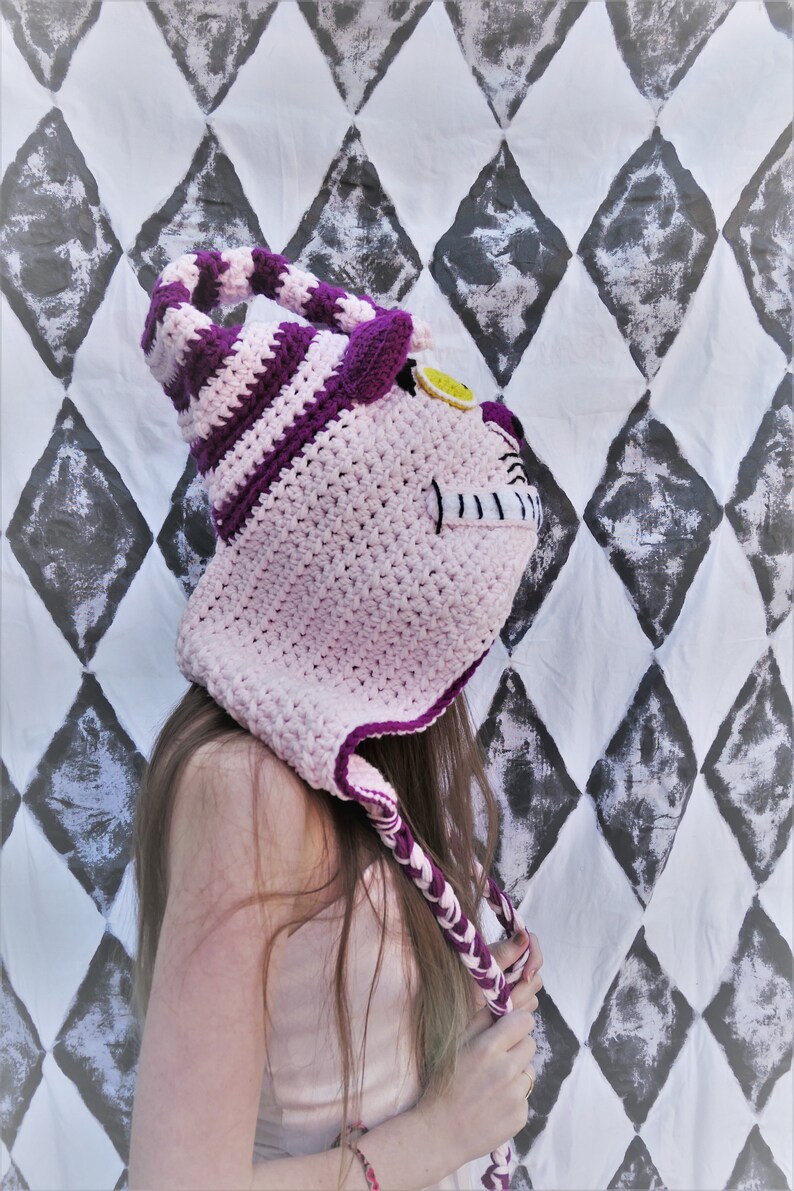 Cheshire Cat Crocheted Hood hat Alice in Wonderland | Etsy