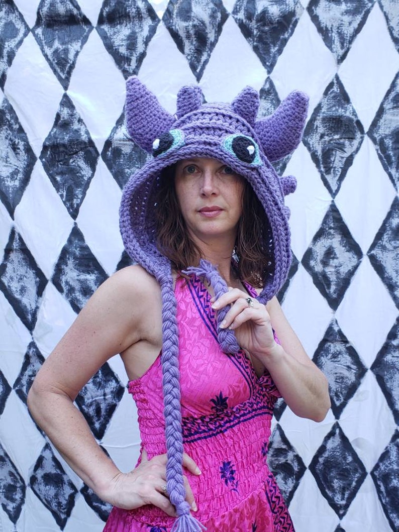 Dragon Crocheted Hood | Cosplay | Yarn | Hat | Beanie | Cap | Warm ...