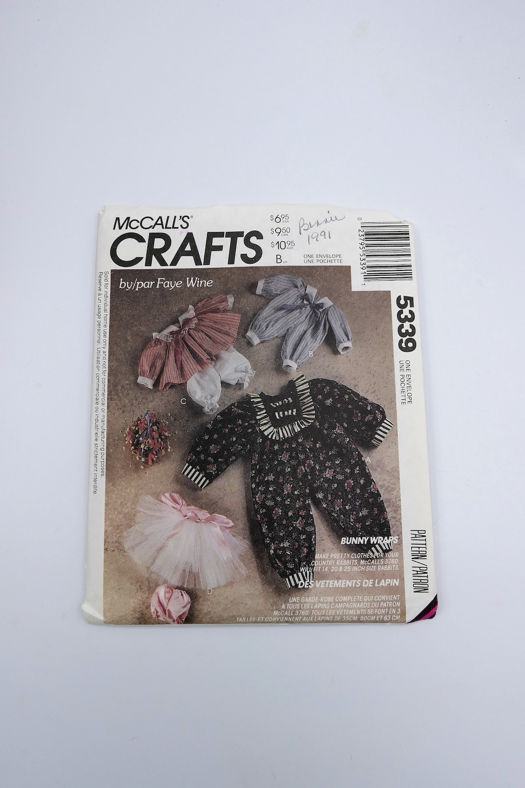 Mccall's Crafts Sewing Pattern 5339 | Rabbit Wardrobe Sewing Pattern ...