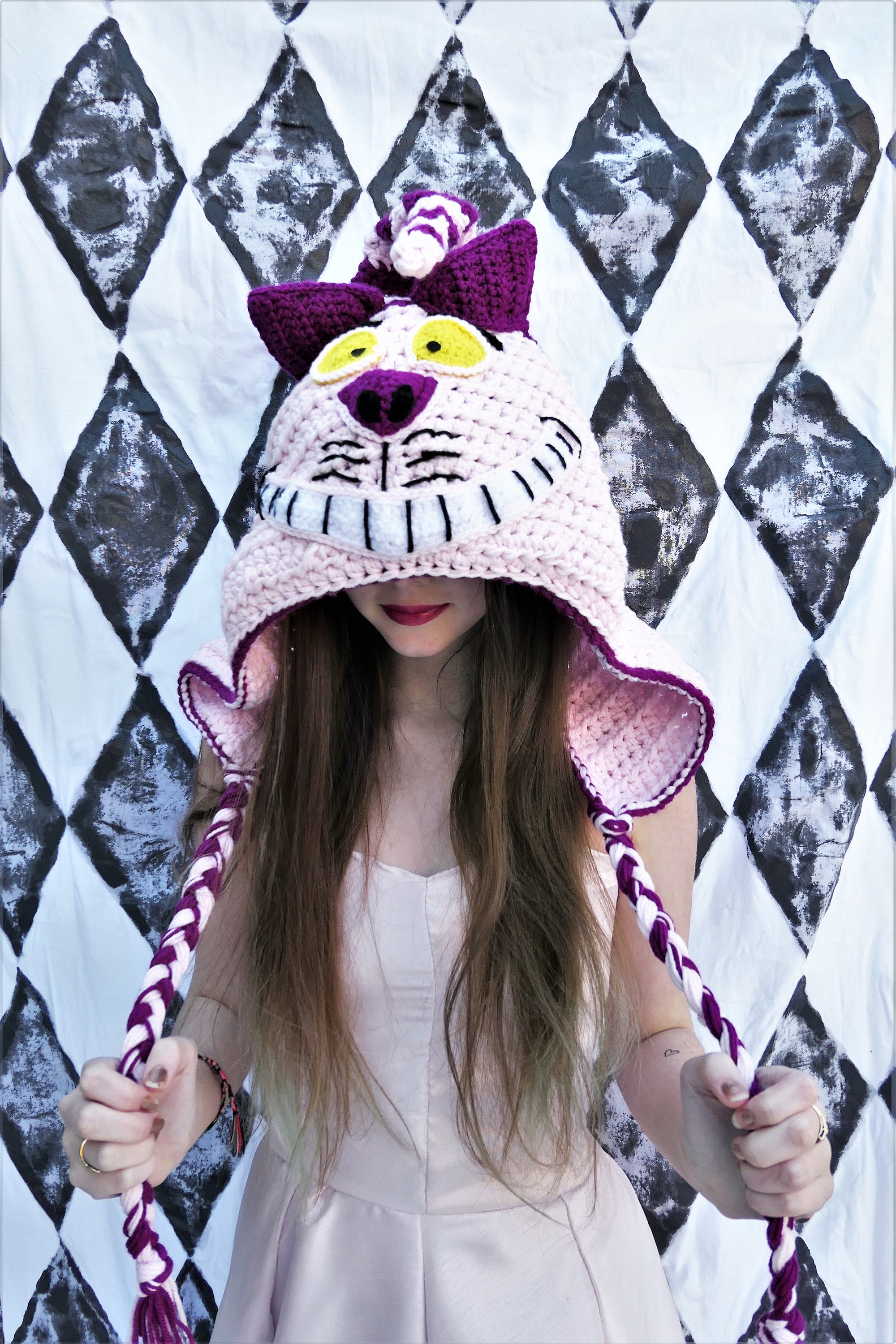 Cheshire Cat Crocheted Hood hat Alice in Wonderland | Etsy