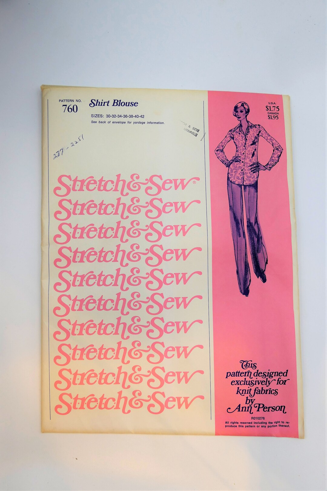 Vintage Ann Person Shirt/blouse Sewing Pattern Stretch and Sew | Sizes ...