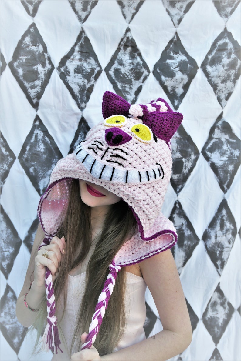 Cheshire Cat Crocheted Hood hat Alice in Wonderland | Etsy