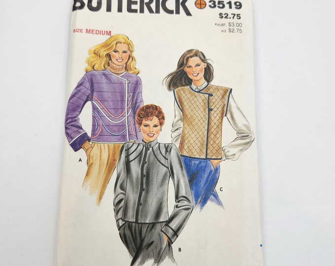 Butterick Jacket and Vest Sewing Pattern 3519 Vintage Sewing Jacket ...