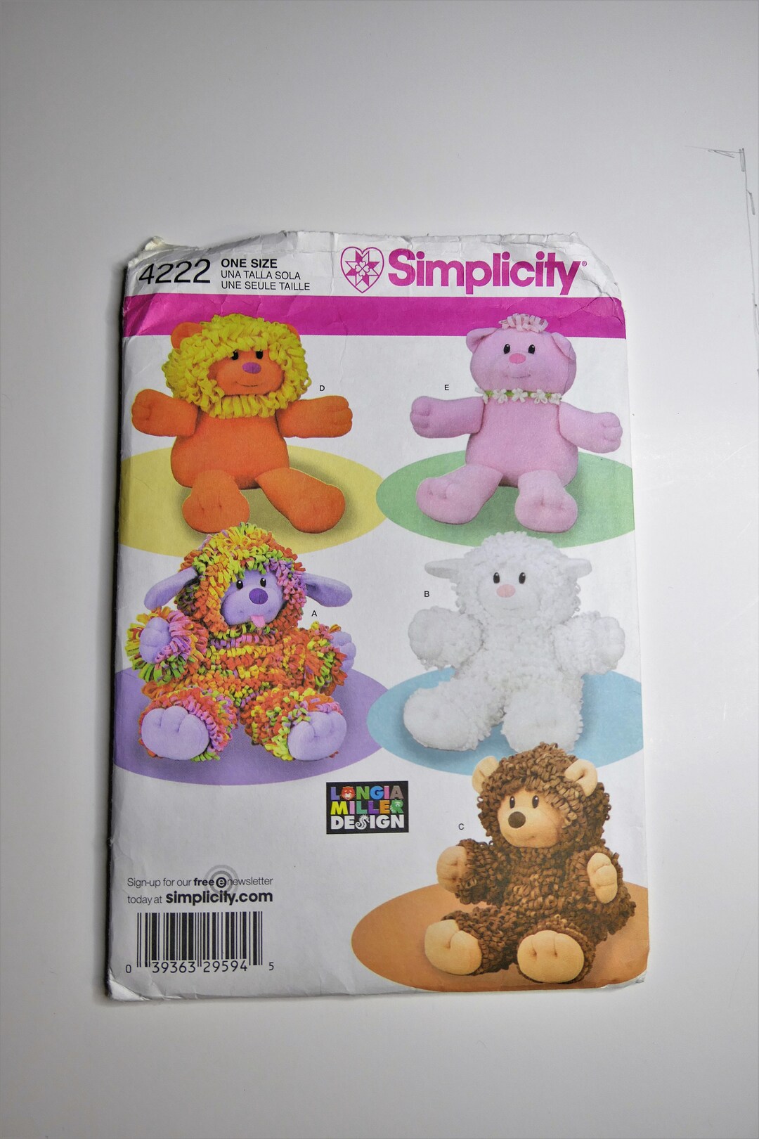 Simplicity Crafts Sewing Pattern 4222 Puppy, Lamb, Bear, Lion, and Cat ...