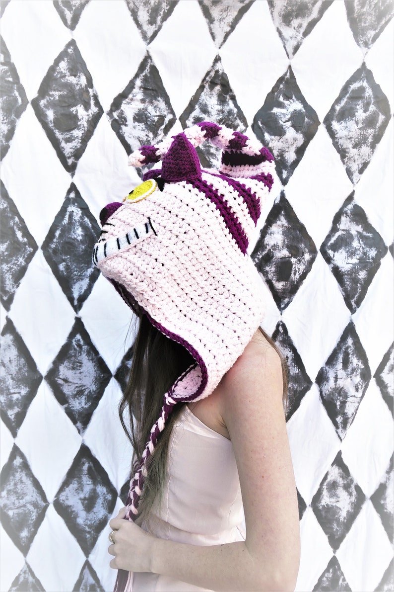 Cheshire Cat Crocheted Hood hat Alice in Wonderland | Etsy