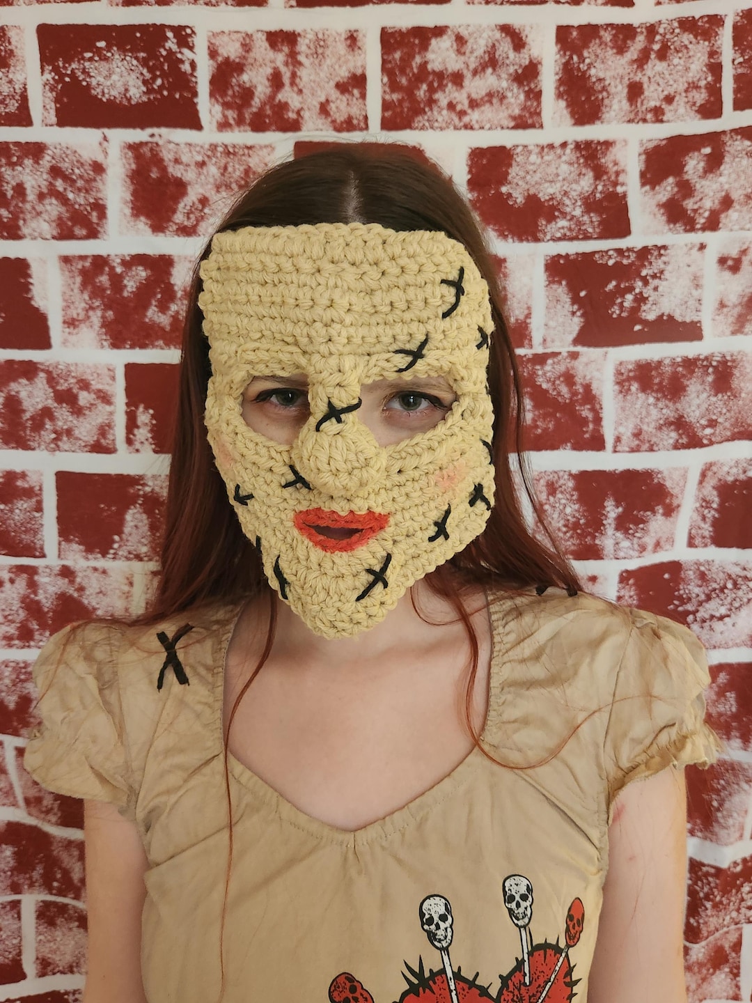 Crocheted Broken Doll Mask: Scary Adult Costume - Etsy