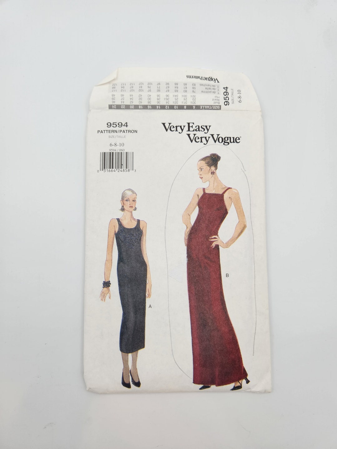 Vogue 9594 Evening Gown Pattern: Vintage 1990s Dress (sizes 6-8-10) - Etsy