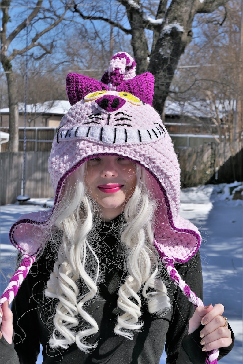 Cheshire Cat Crocheted Hood hat Alice in Wonderland | Etsy