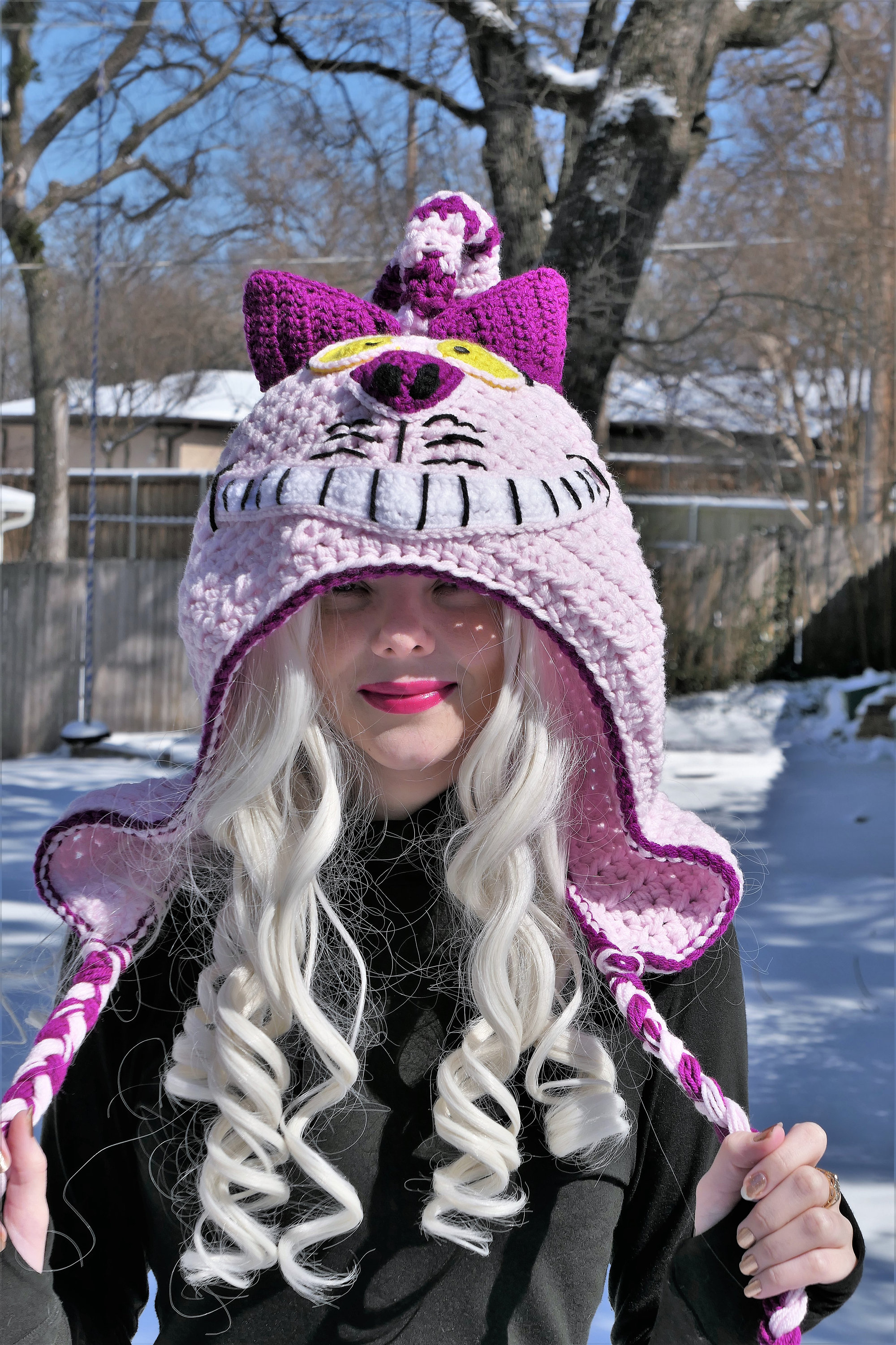 Cheshire Cat Crocheted Hood hat Alice in Wonderland | Etsy