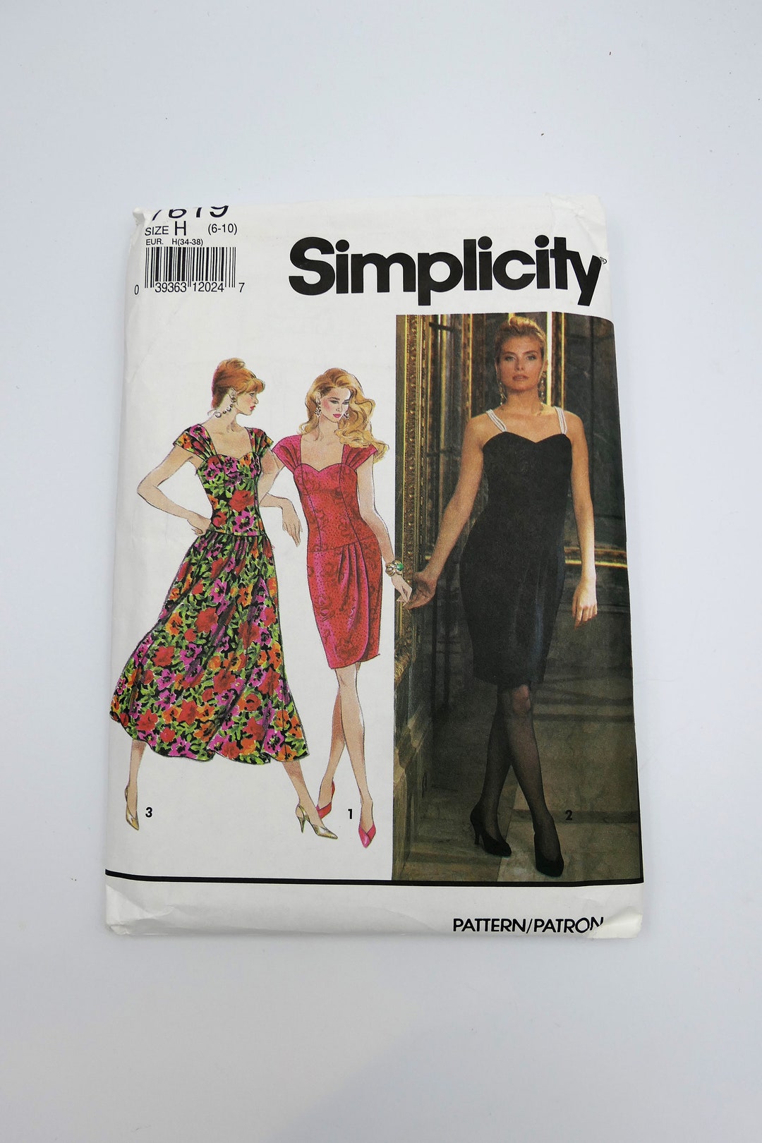Simplicity Vintage 1990s Sewing Pattern 7619 Dress Sewing Pattern 3 ...