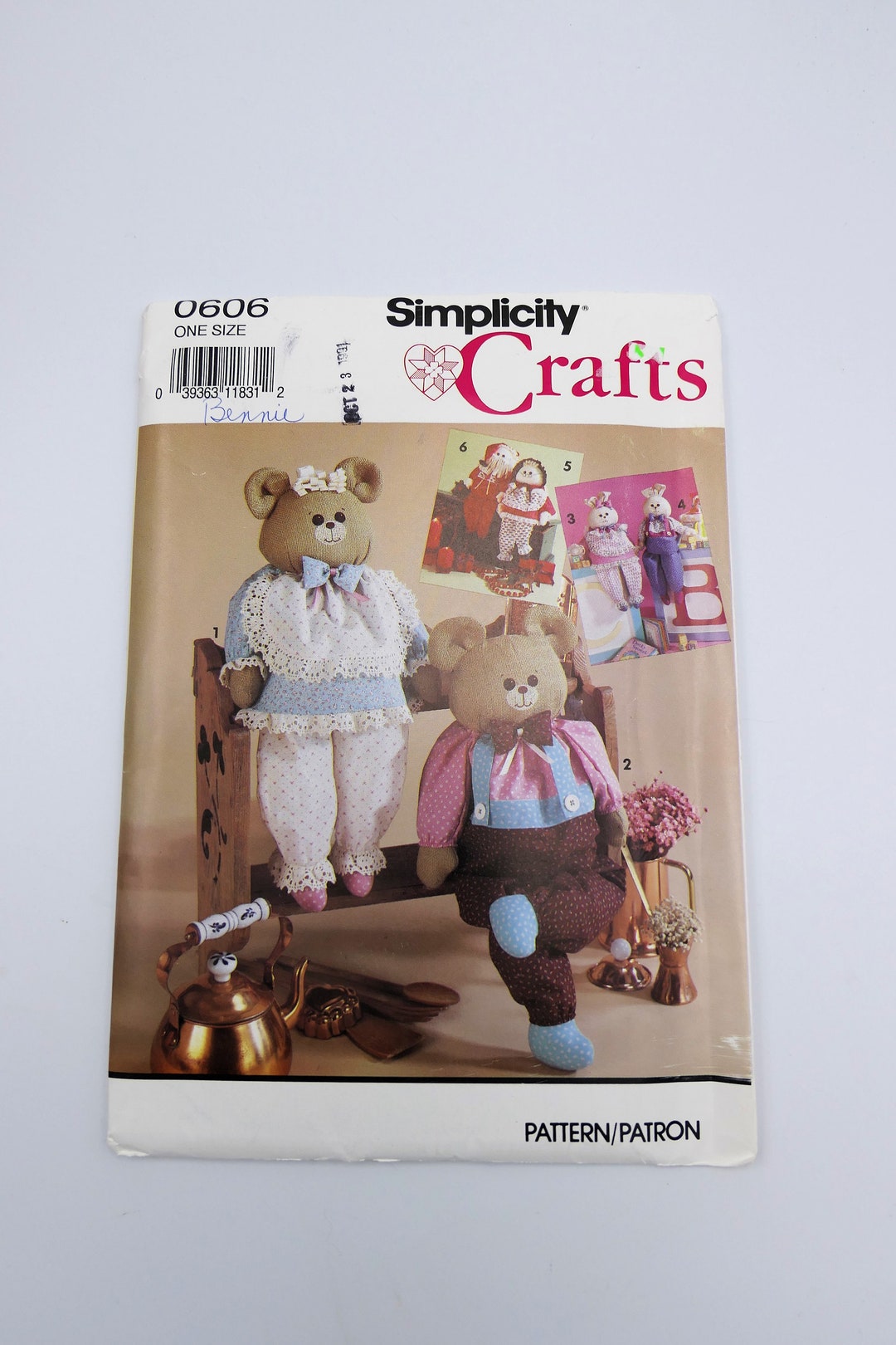 Simplicity Crafts Sewing Pattern 0606 | Dressed Animals or Dolls With ...