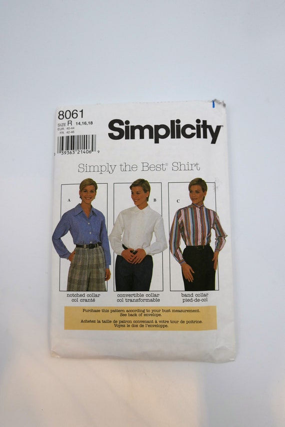 Simplicity Shirt Sewing Pattern 8061 Uncut Shirt Pattern - Etsy