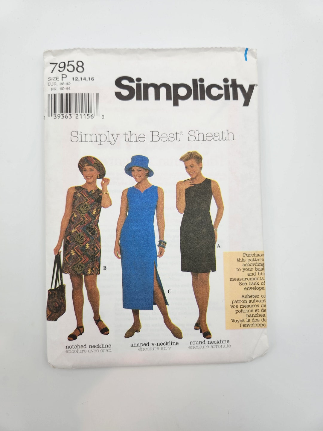 Simplicity Dress, Bag, and Hat Sewing Pattern 7958 Size 12-14-16 Uncut ...