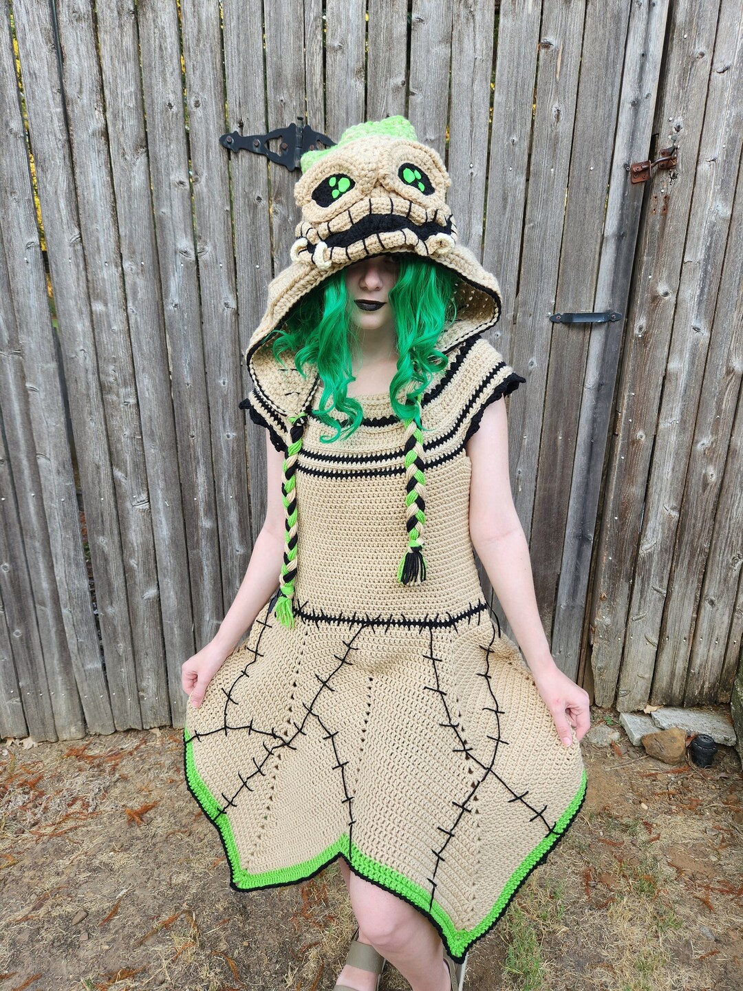 Crochet Costume | Burlap Crocheted Outfit | Dress and Hood | Fandom ...