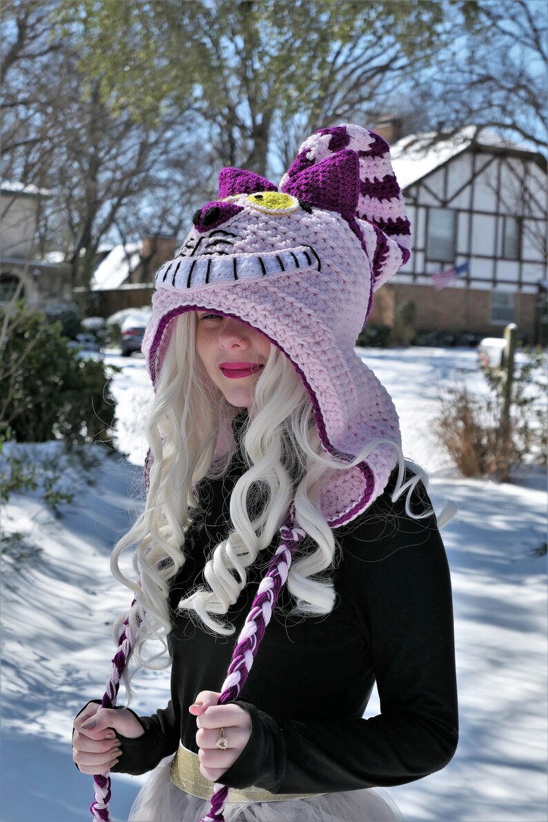 Cheshire Cat Crocheted Hood hat Alice in Wonderland | Etsy