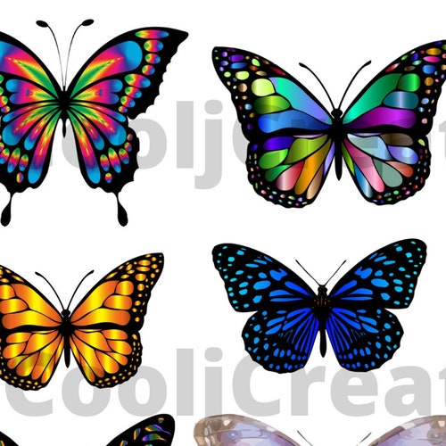 Colorful Butterfly Clip Art for Scrapbooking Journals and - Etsy