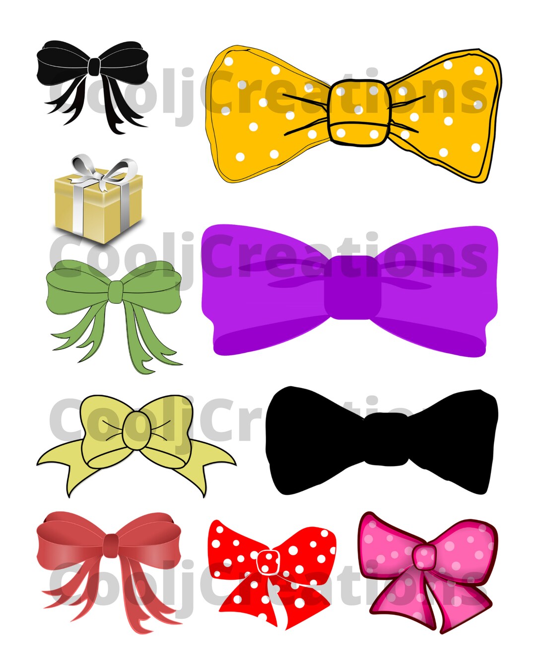 Bows Clipart, Colorful Bow Collages, Colorful Bow Images, Bow Icons for ...