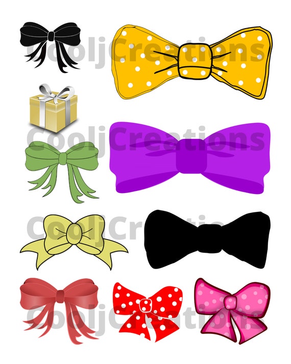 Bows Clipart Colorful Bow Collages Colorful Bow Images Bow - Etsy
