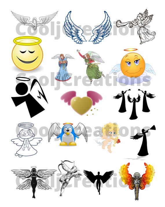 Angels Clip Art Angel Emojis Angel Images Angel Icons for | Etsy