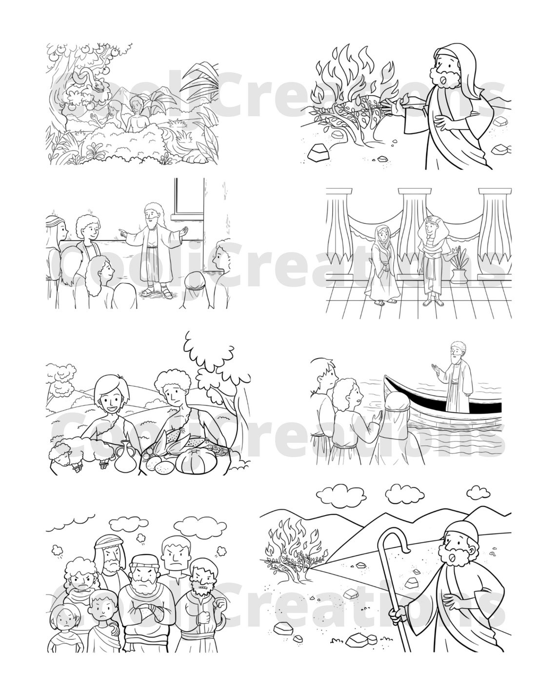 Biblical Clipart, Bible Scene Images, Bible Collage, Black & White ...