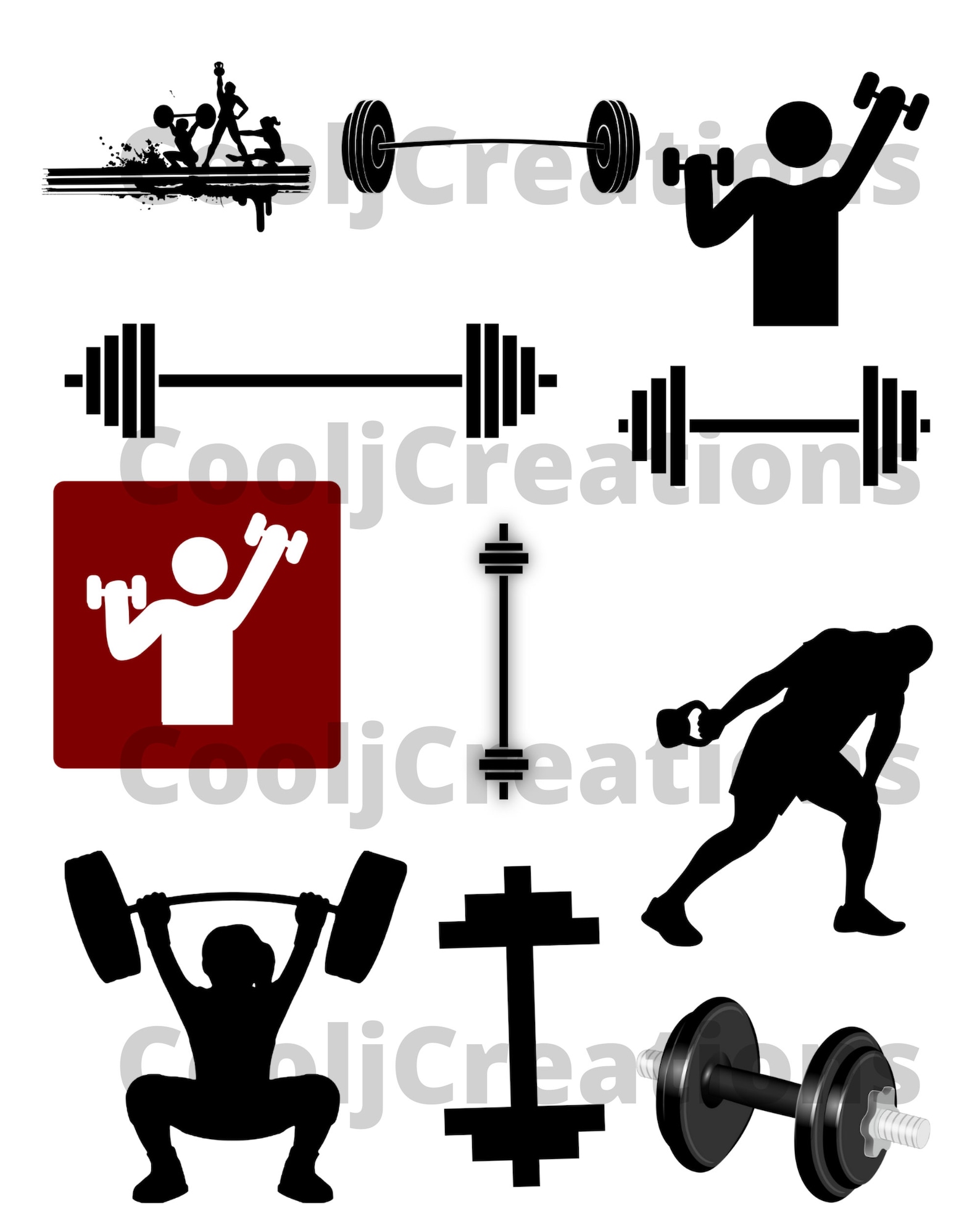 Weights Clip Art, Exercise Images, Weight Training Icons for ...